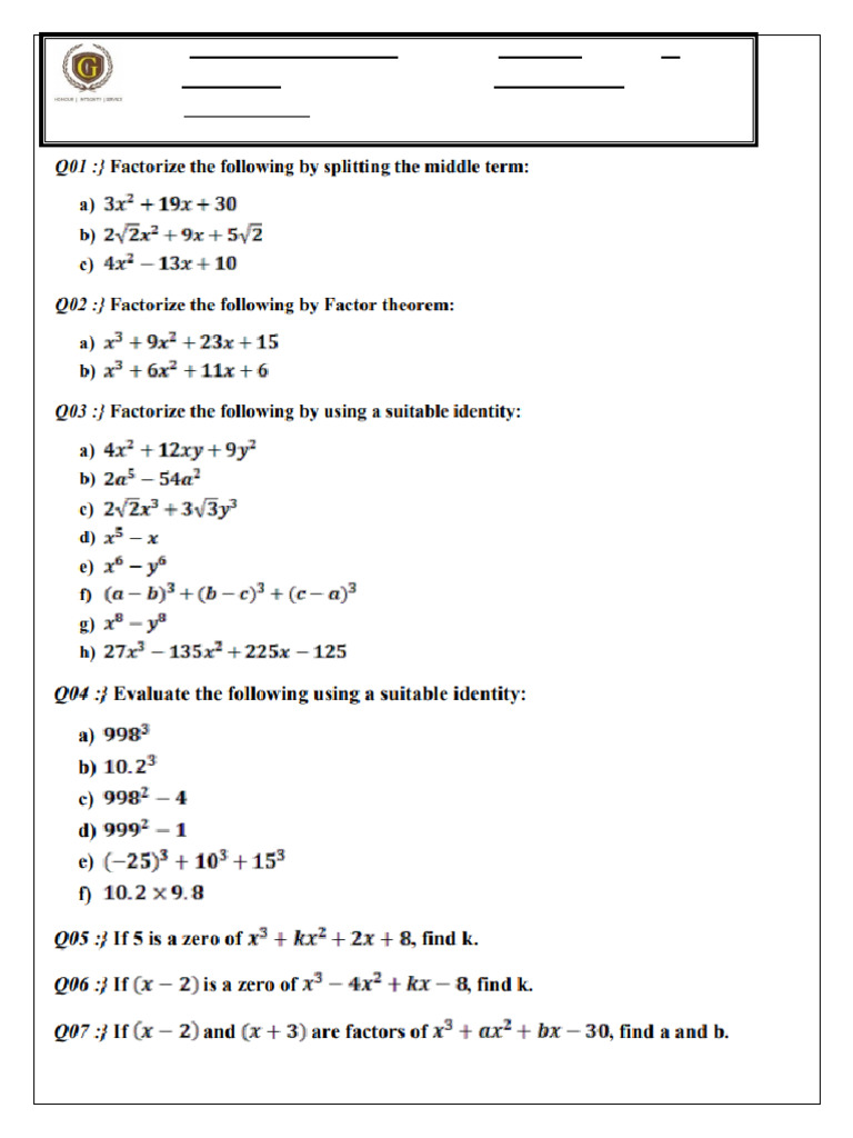 Polynomial Worksheet Ix | PDF