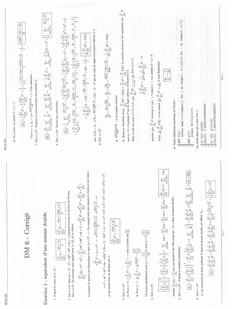 Maths Correction DM 6 | PDF