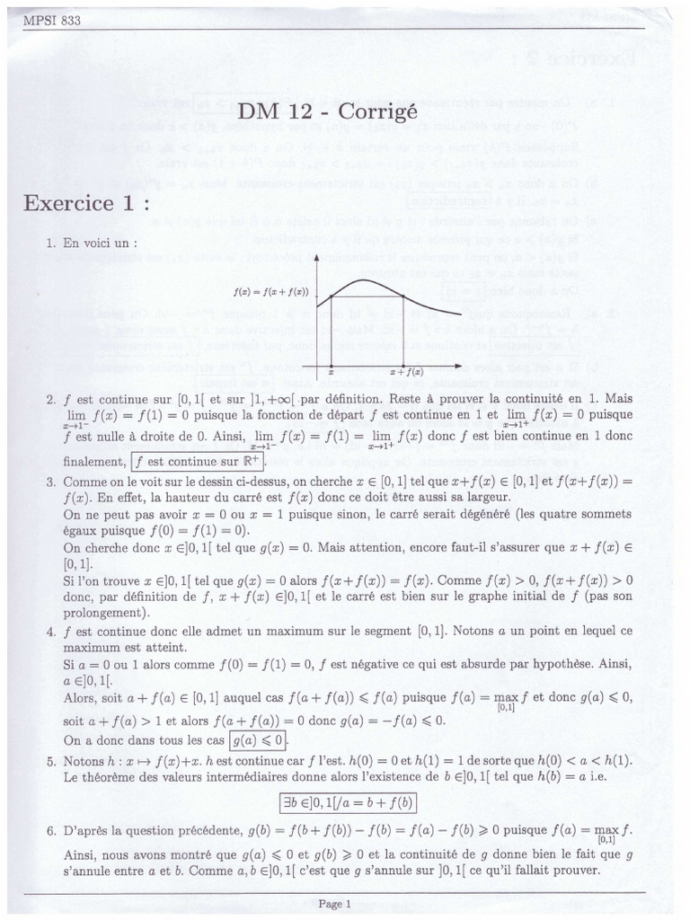Maths Correction DM 12 | PDF