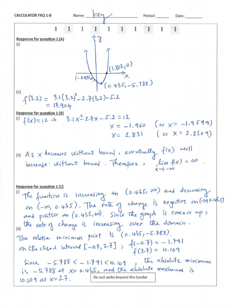 FRQ-1B Key | PDF