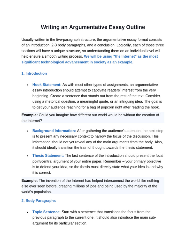 Argumentative Essay Outline - How To Write | PDF | Essays | Argument
