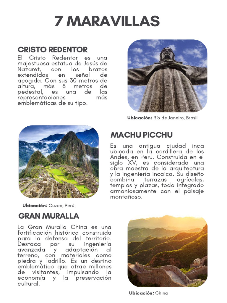 Las 7 maravillas del Perú y el mundo | PDF