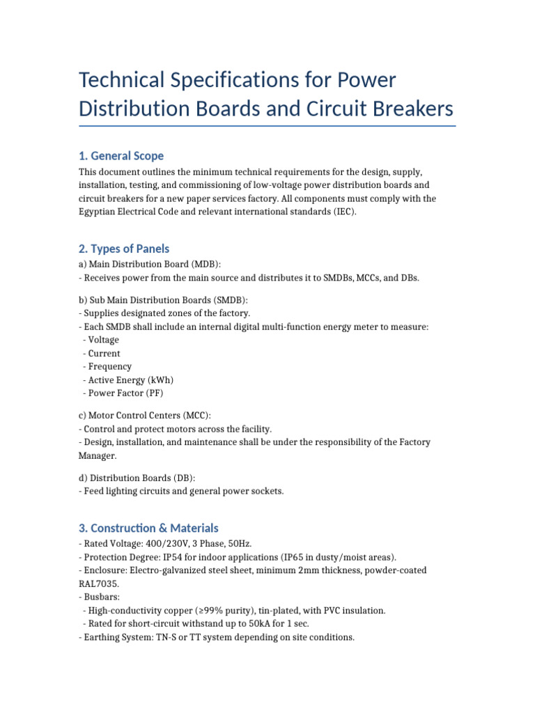 Power Distribution Boards Specifications | PDF | Electrical Equipment ...