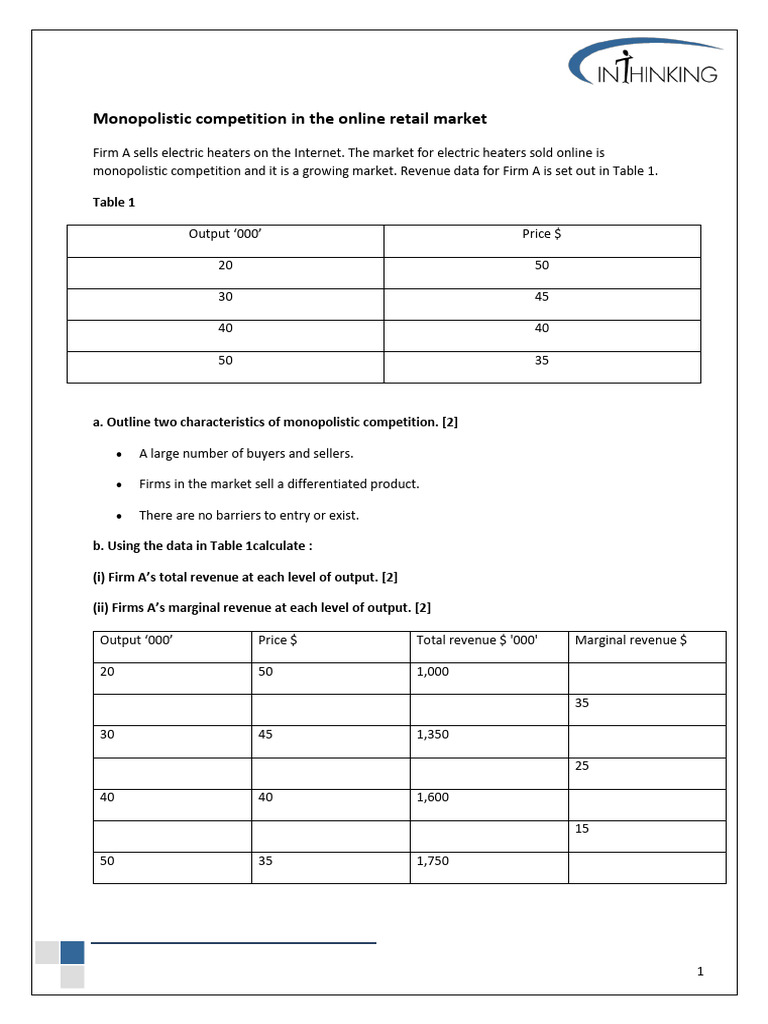 Monopolistic Competition Answer 2 | PDF | Profit (Economics) | Monopoly