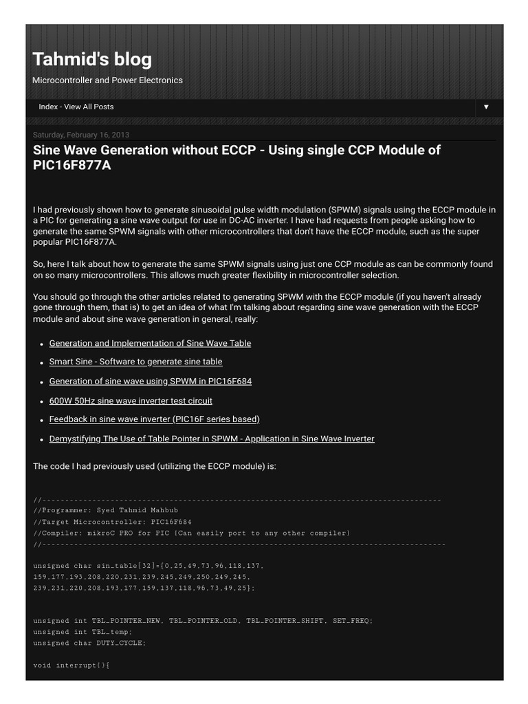 Sine Wave Generation Without ECCP | PDF | Power Inverter | Electrical Engineering