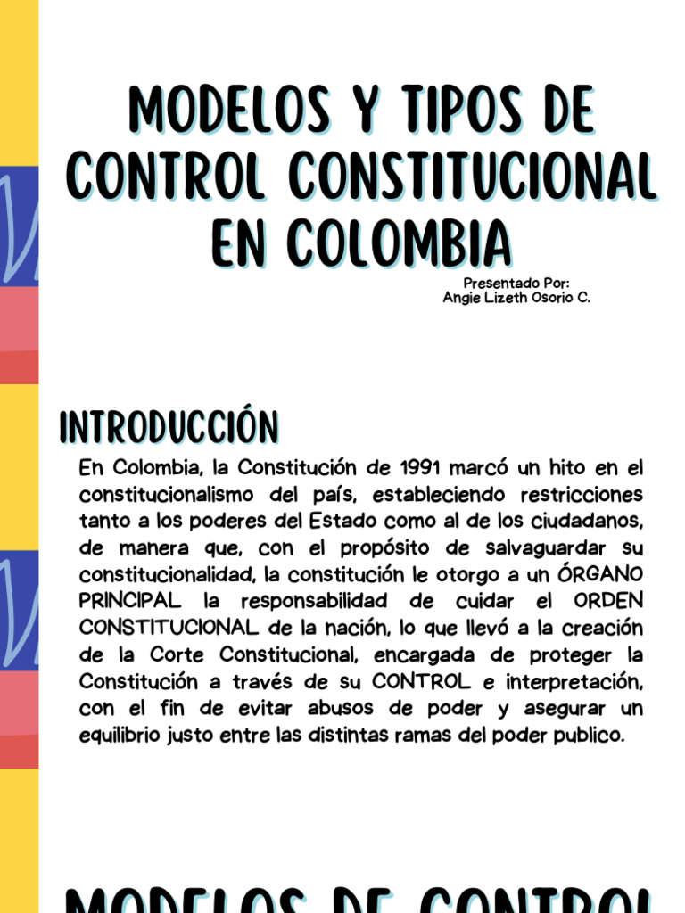 Control Constitucional en Colombia: Modelos y Tipos | PDF ...