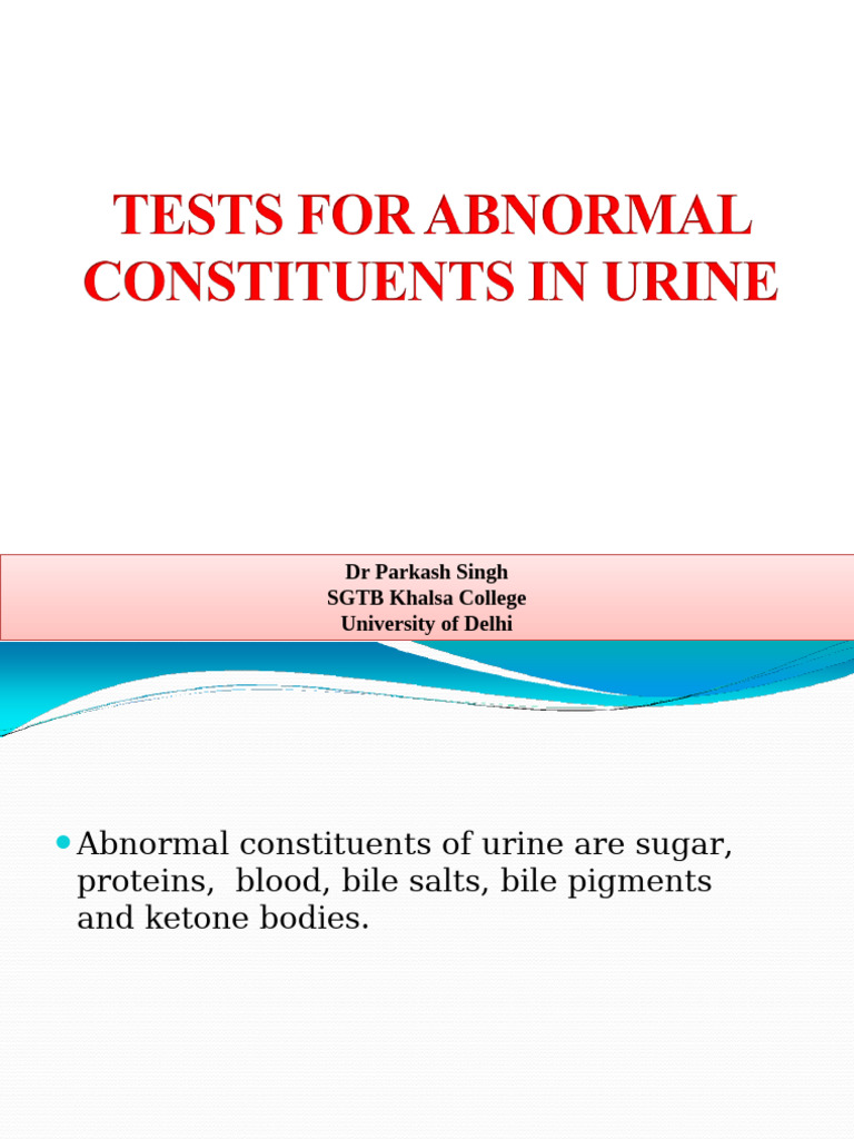 Abnormal Urine Analysis | PDF | Urine | Ketosis
