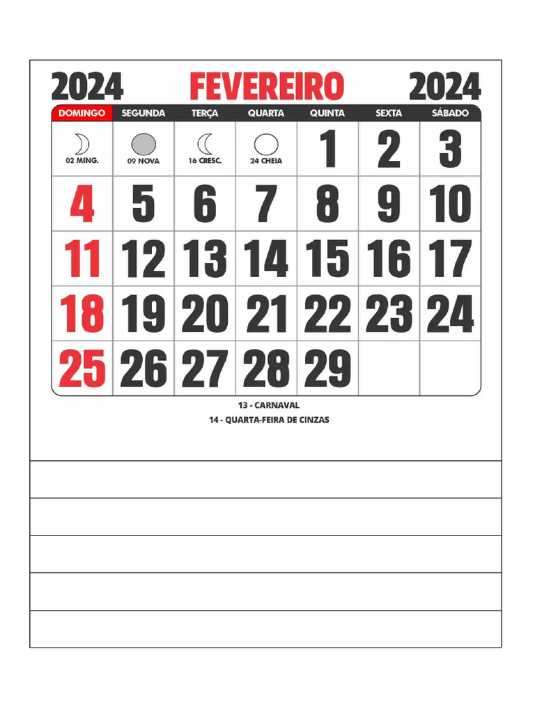 Calendario Mês A Mês 2024 | PDF