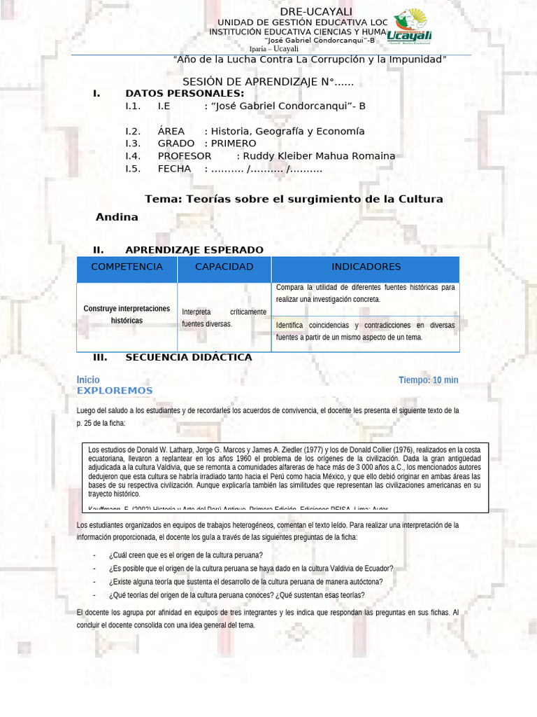RP Hge1 Sesion 03 | PDF | Maestros | Perú