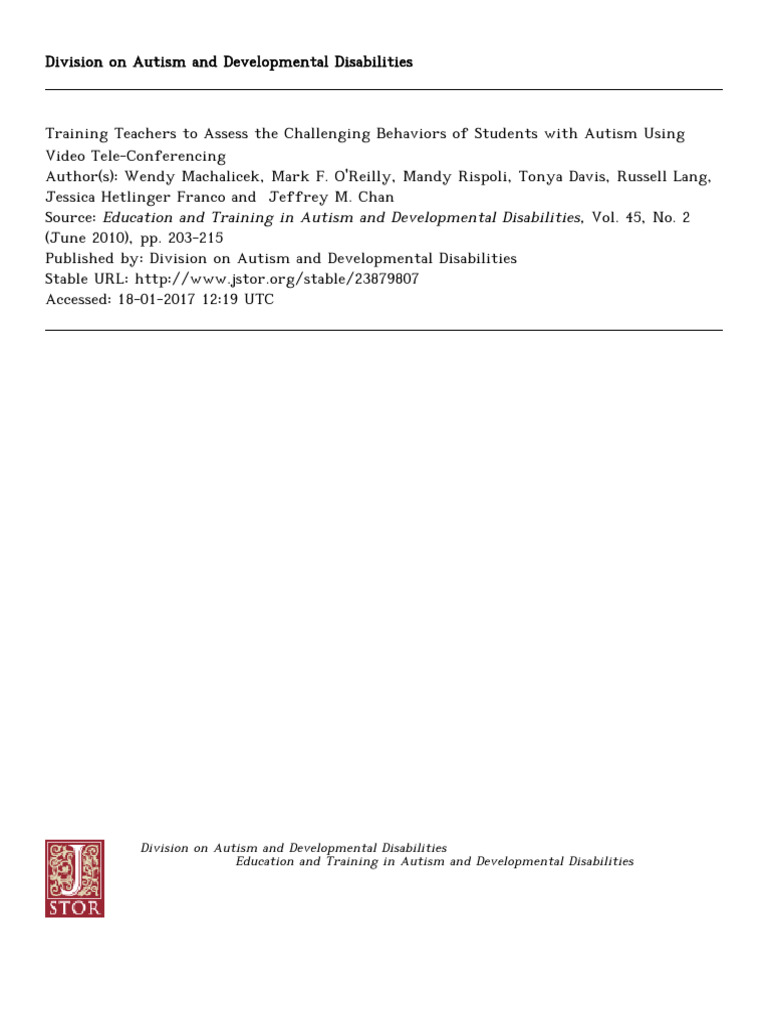 Machalicek, Wendy - O - Reilly, Mark F. - Rispoli, Mandy - Davis, Tonya ...