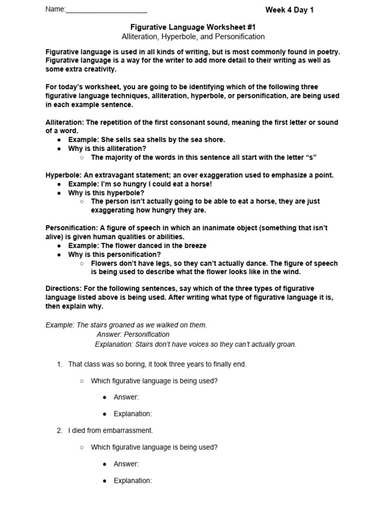 figurative language exercises | PDF | Confederate States Of America ...