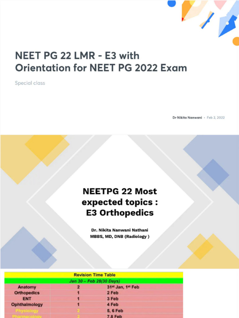 NEET PG 22 LMR E3 With Orientation For NEET PG 2022 Exam No Anno | PDF