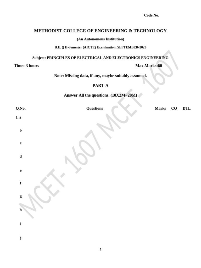 Question Paper Format | PDF
