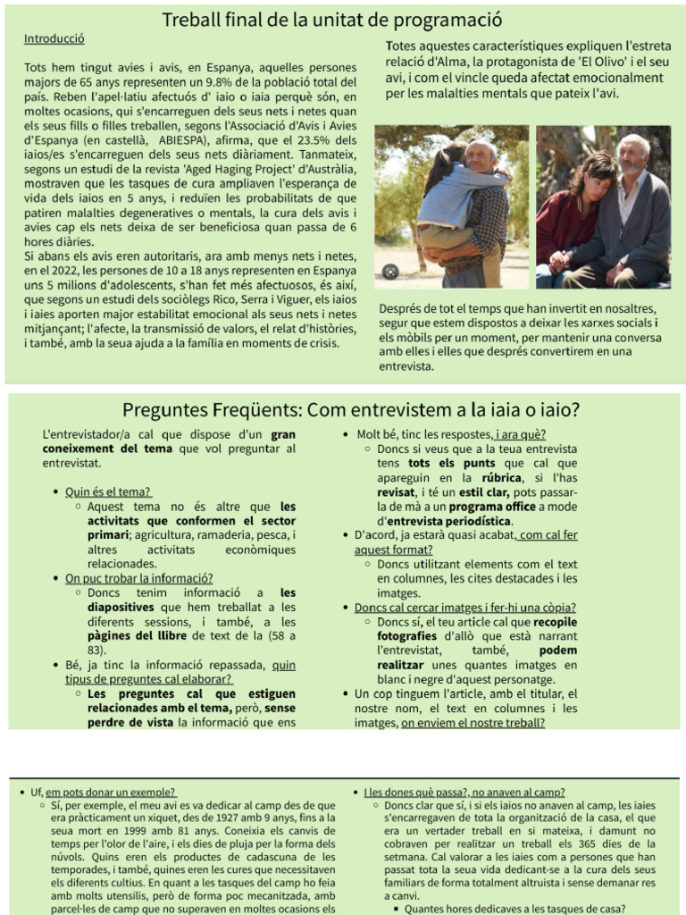 Projecte Entrevista Als Avis I Avies | PDF