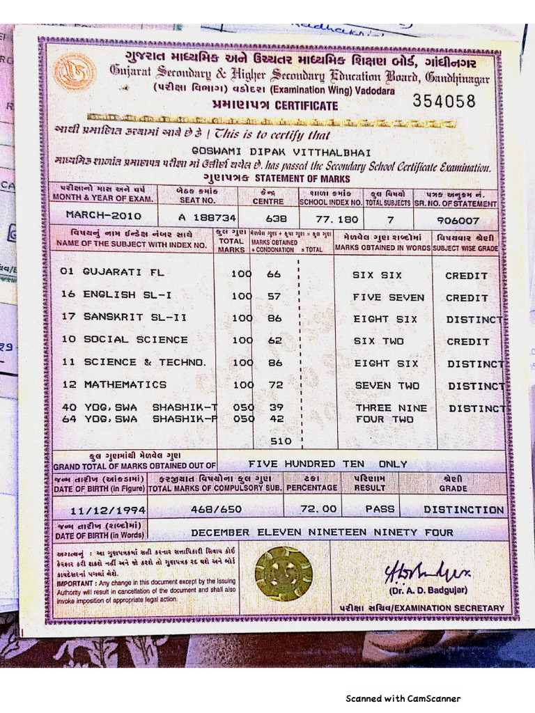 Education Passing Certificate | PDF