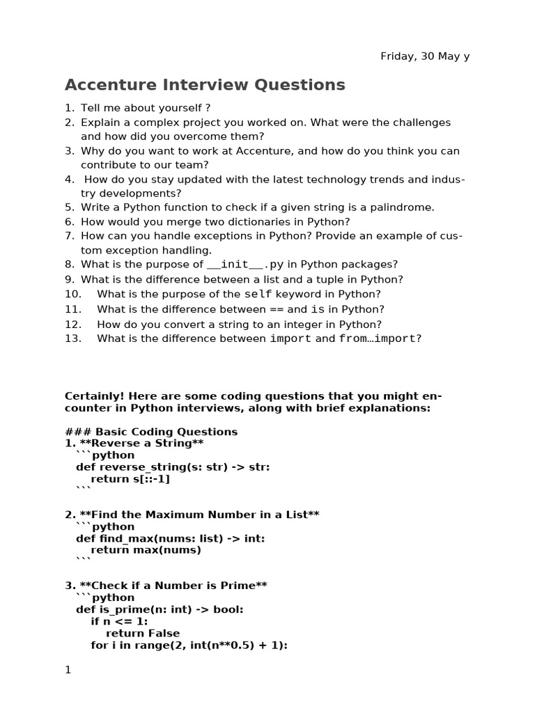 Accenture Interview Ques | PDF | Software Engineering | Algorithms And Data Structures