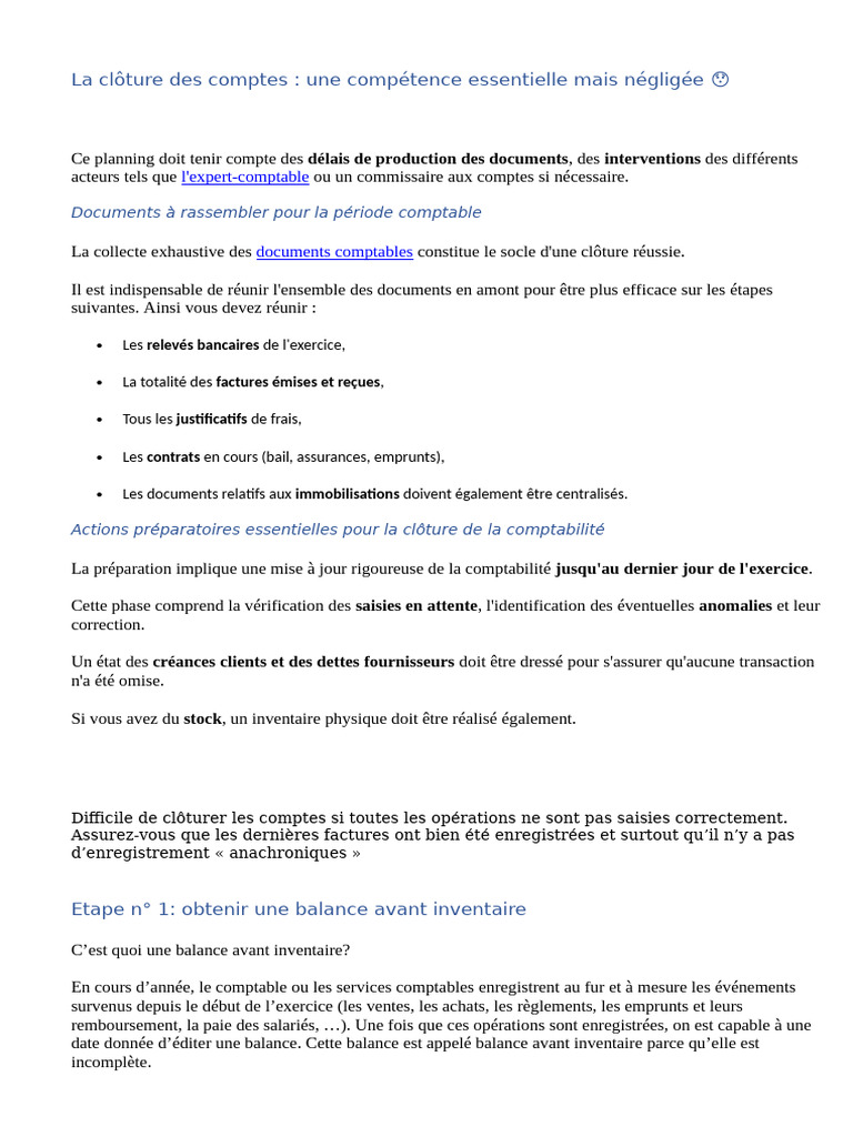 Clôture des comptes : étapes essentielles | PDF | Comptabilité ...