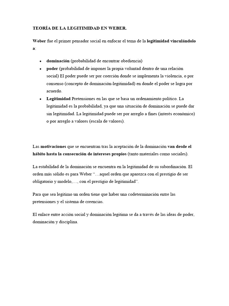 Teoría de la Legitimidad en Weber y Habermas | PDF | Legitimidad ...