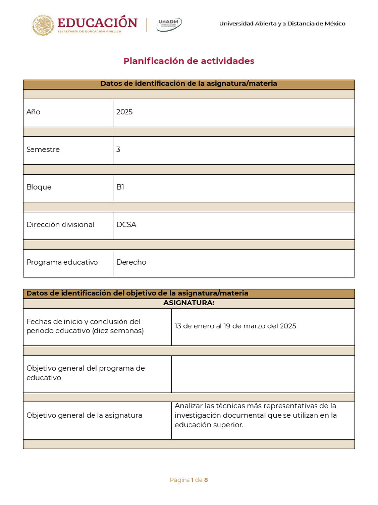 Planificación de Actividades - 2025 - LRGR | PDF | Aprendizaje | Cognición