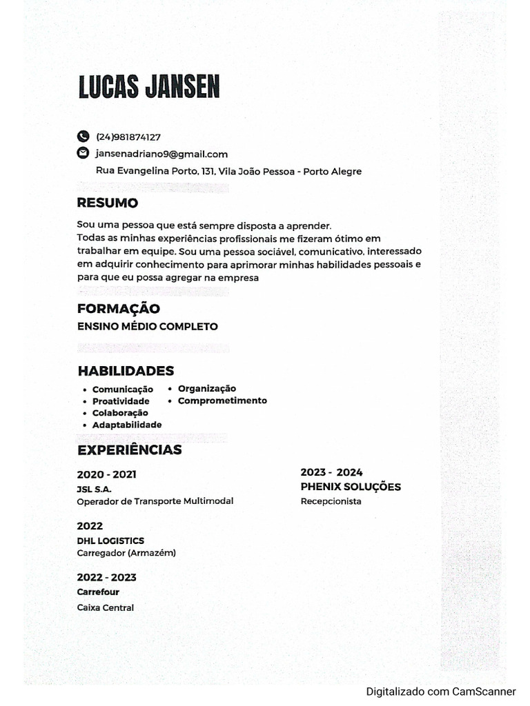 Currículo Lucas Jansen | PDF