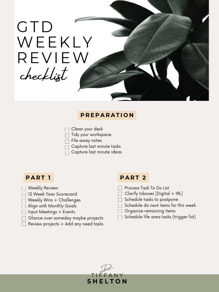 GTD Weekly Review Checklist PDF | PDF