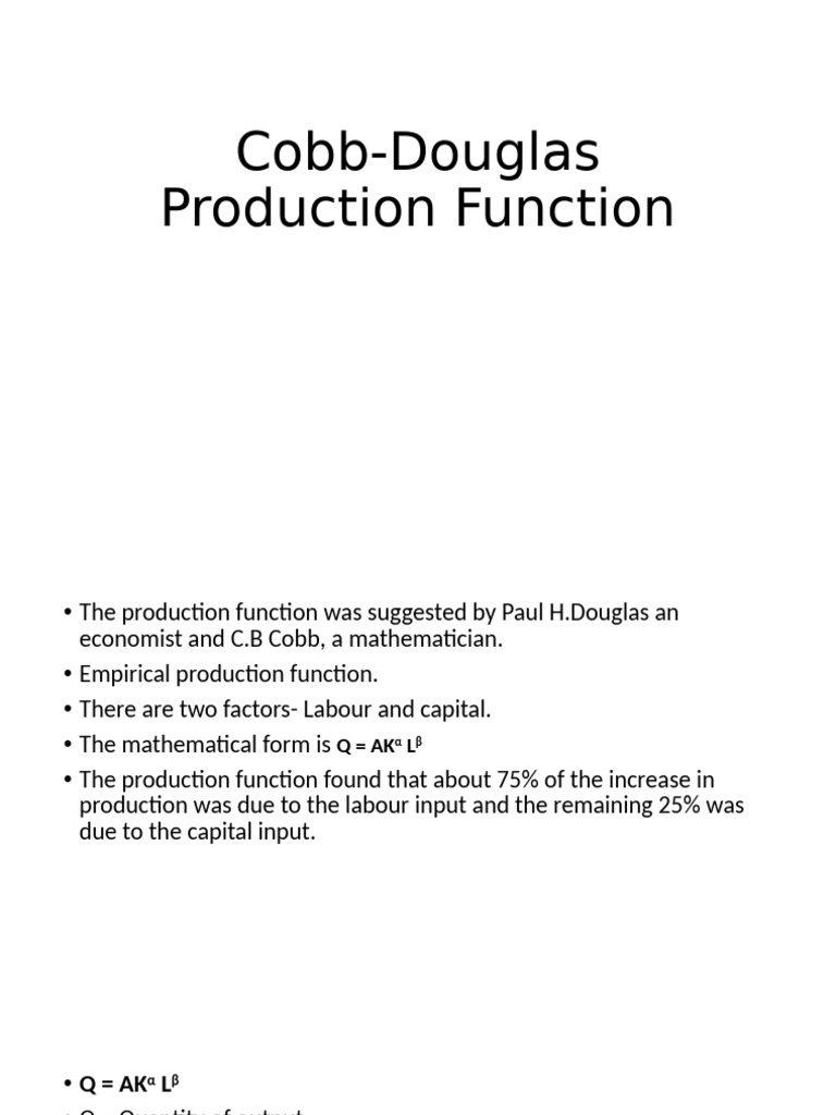 Cobb-Douglas Production Function Overview | PDF