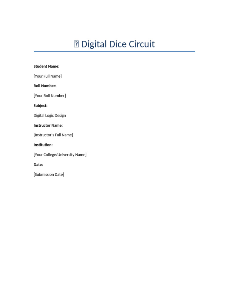 Digital Dice Circuit Report | PDF | Electrical Network | Manufactured Goods