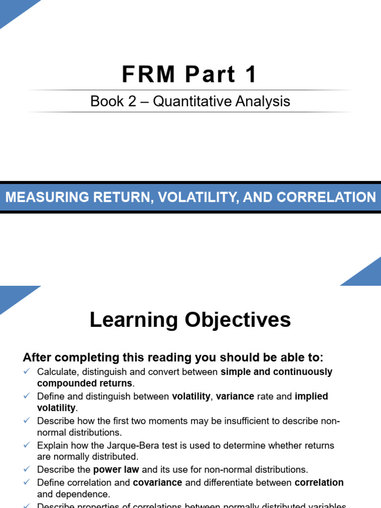 FRM Part 1: Book 2 - Quantitative Analysis | PDF | Volatility (Finance) | Covariance