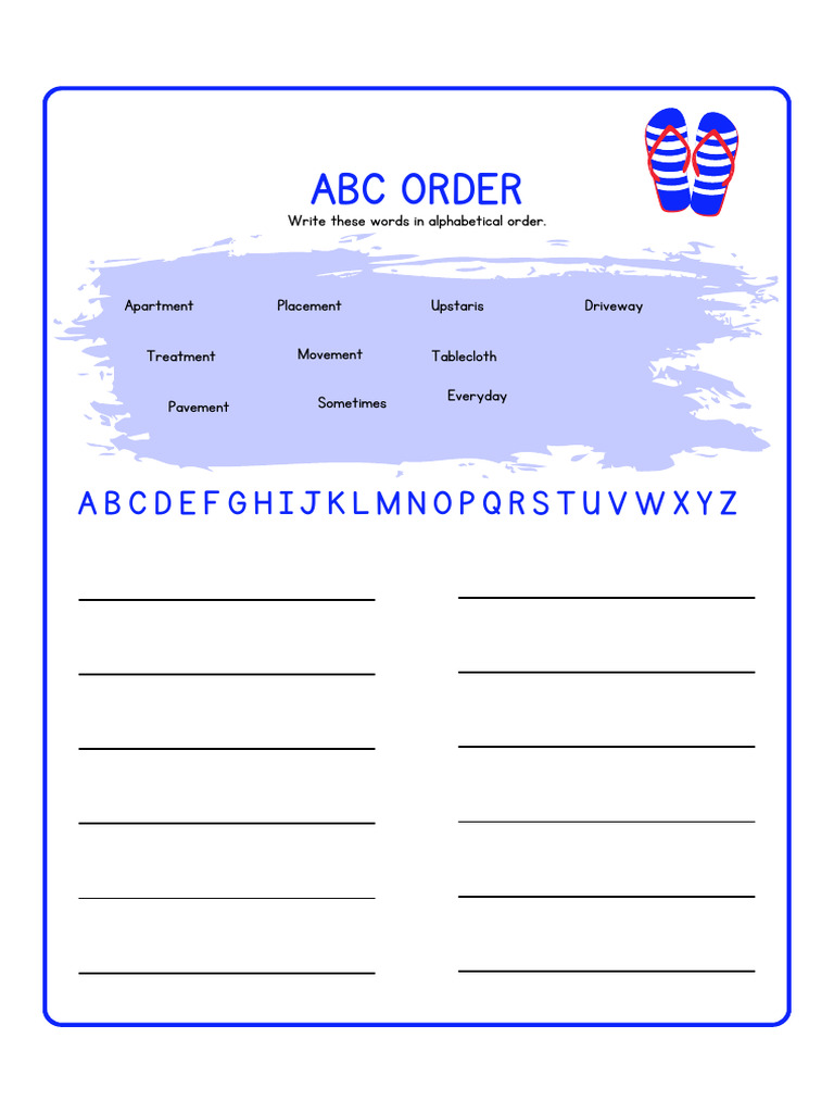 Blue Summer ABC Order Worksheet - 20250528 - 083951 - 0000 | PDF
