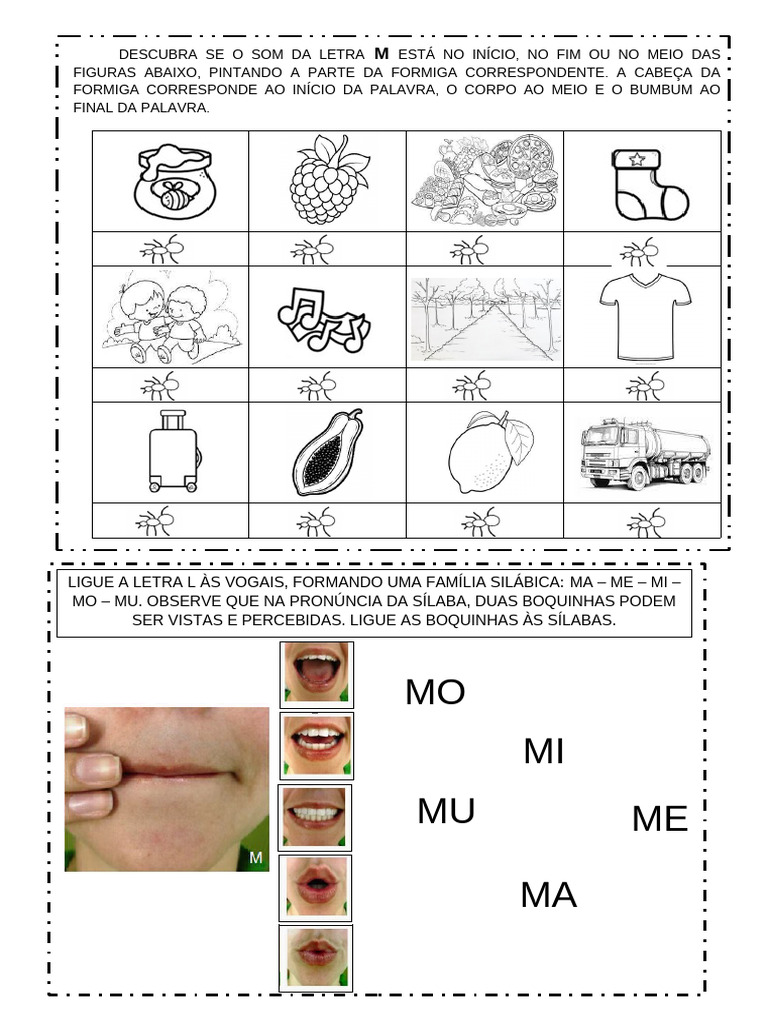 Atividades com a Família Silábica M | PDF