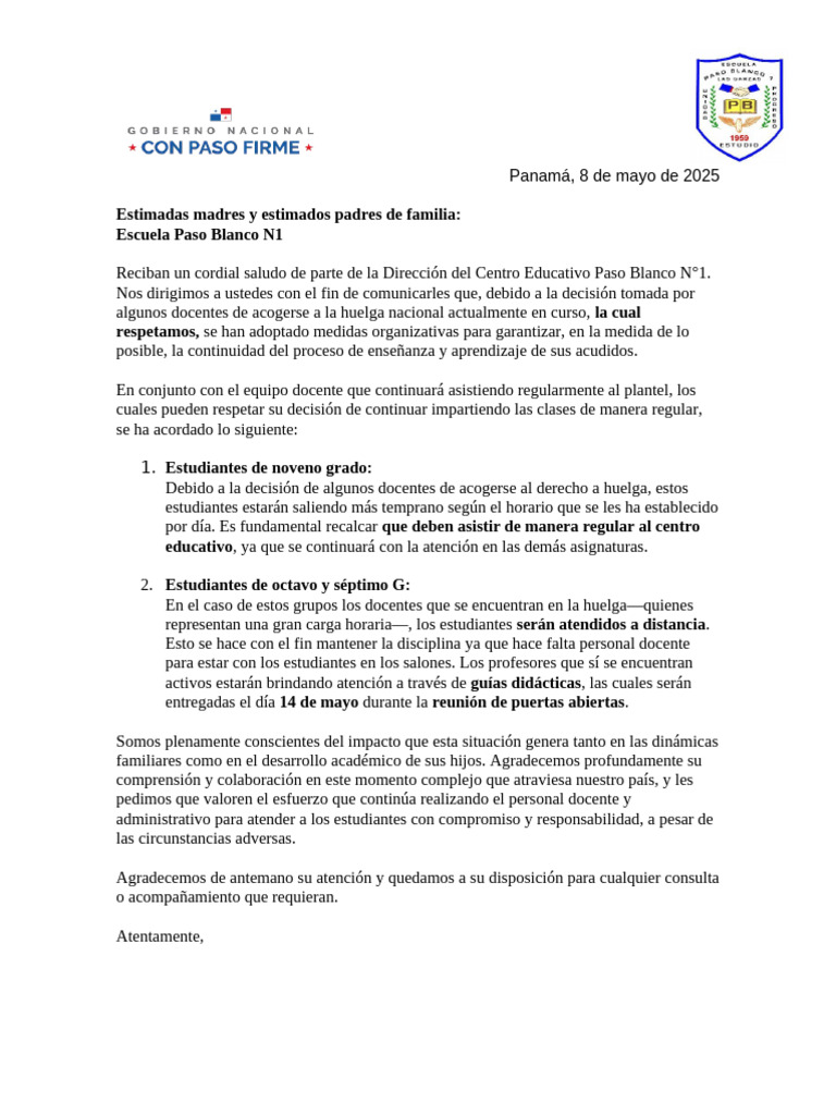 Nota A Los Padres | PDF