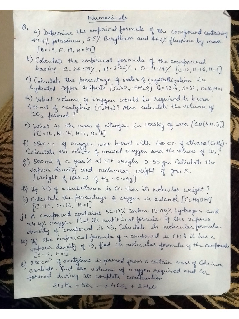 Numericals Worksheet | PDF