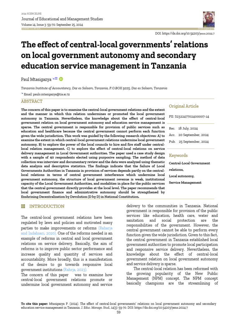 The Effect of Central-Local Governments Relations | PDF | Taxes ...