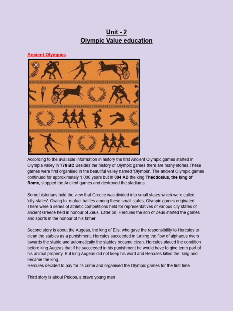 Class 11 CH-2 Olympic Value Education | PDF | Olympic Games | Multi Sport Events