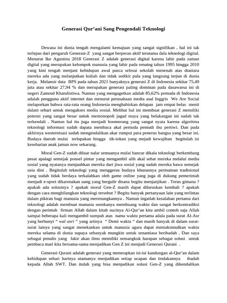 Generasi Qurani: Solusi untuk Gen-Z | PDF