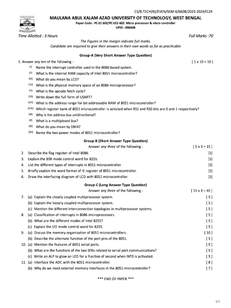 Micro Processor & Microcontroller 2024 | PDF