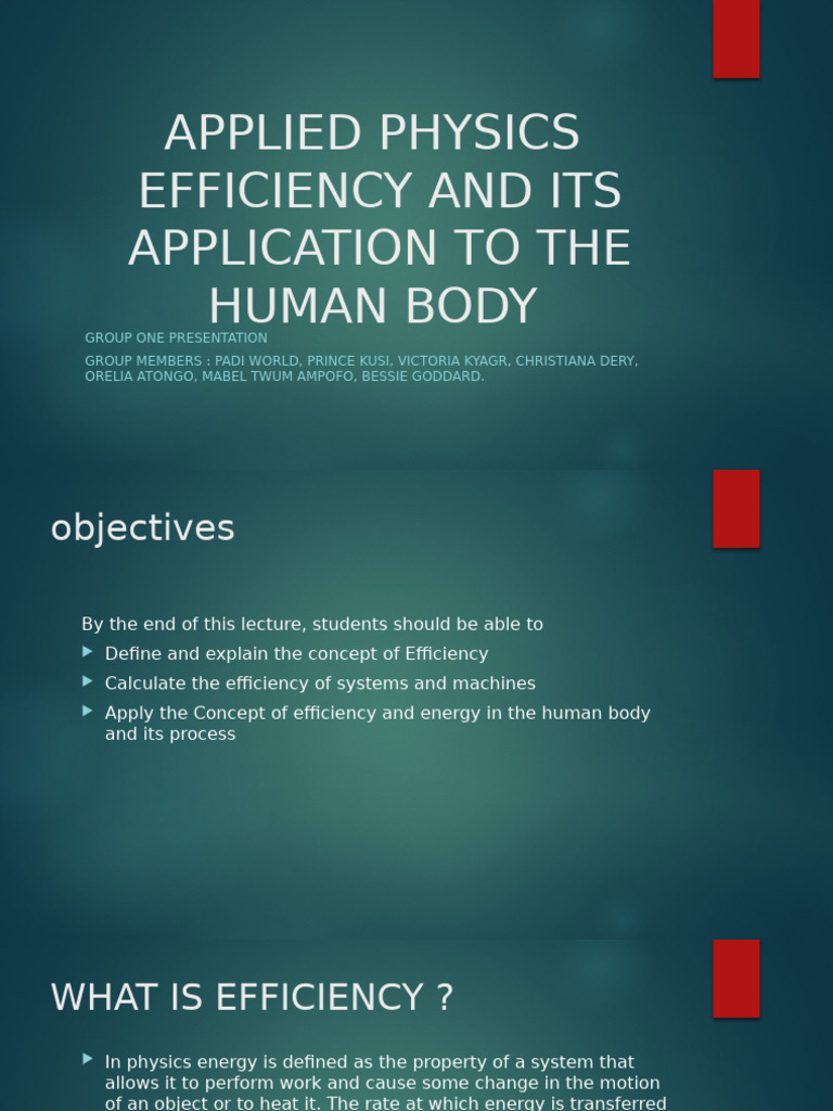 APPLIED PHYSICS Presentation | PDF | Calorie | Efficiency