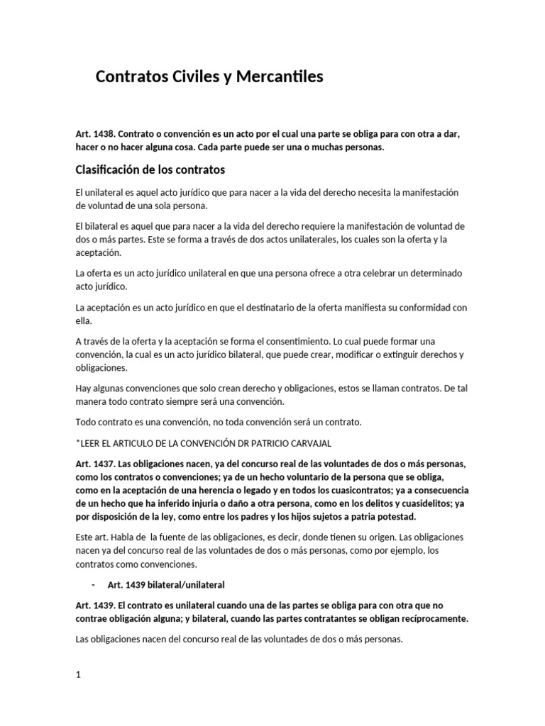 Tipos de Contratos Civiles y Mercantiles | PDF | Pagos | Ley de ...