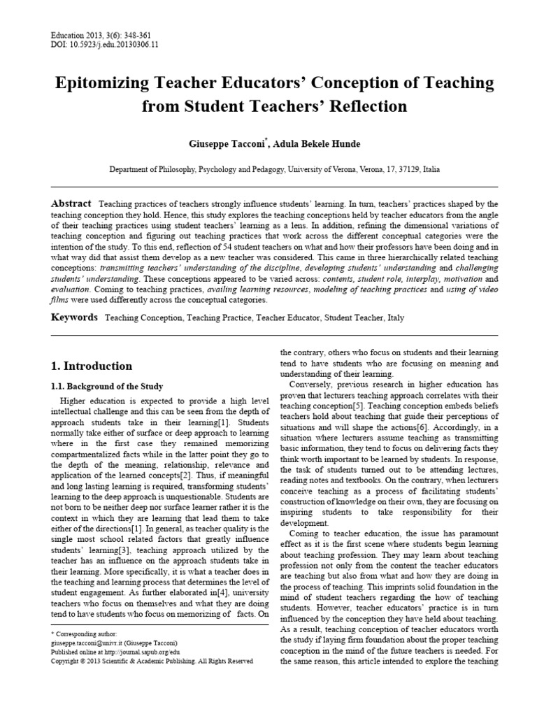2013-Tacconi and Hunde - Epitomizing Teacher Educators' Conception of ...