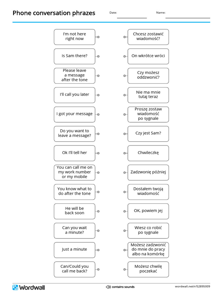 Phone Conversation Phrazes Match Up | PDF