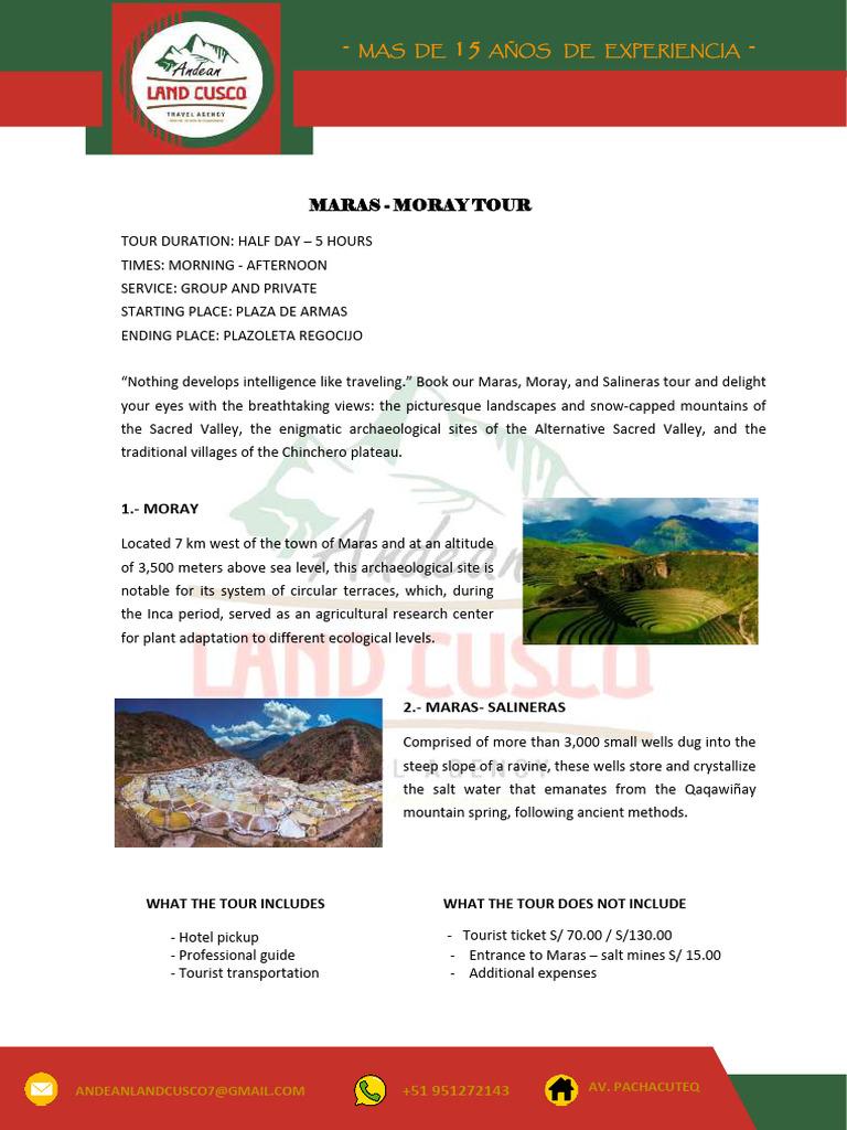 Itinerario Maras - Moray INGLES | PDF