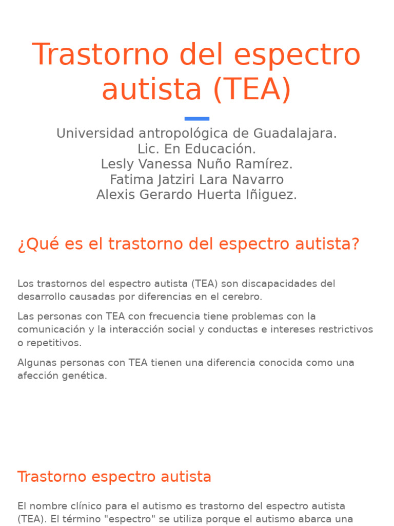 Trastorno Del Espectro Autista (TEA) | PDF | Autismo | Conceptos psicologicos