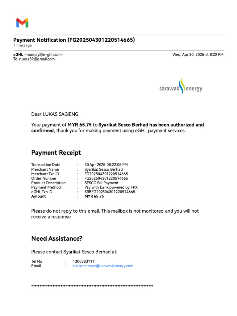 Gmail - Payment Notification (FG202504301220514665) | PDF