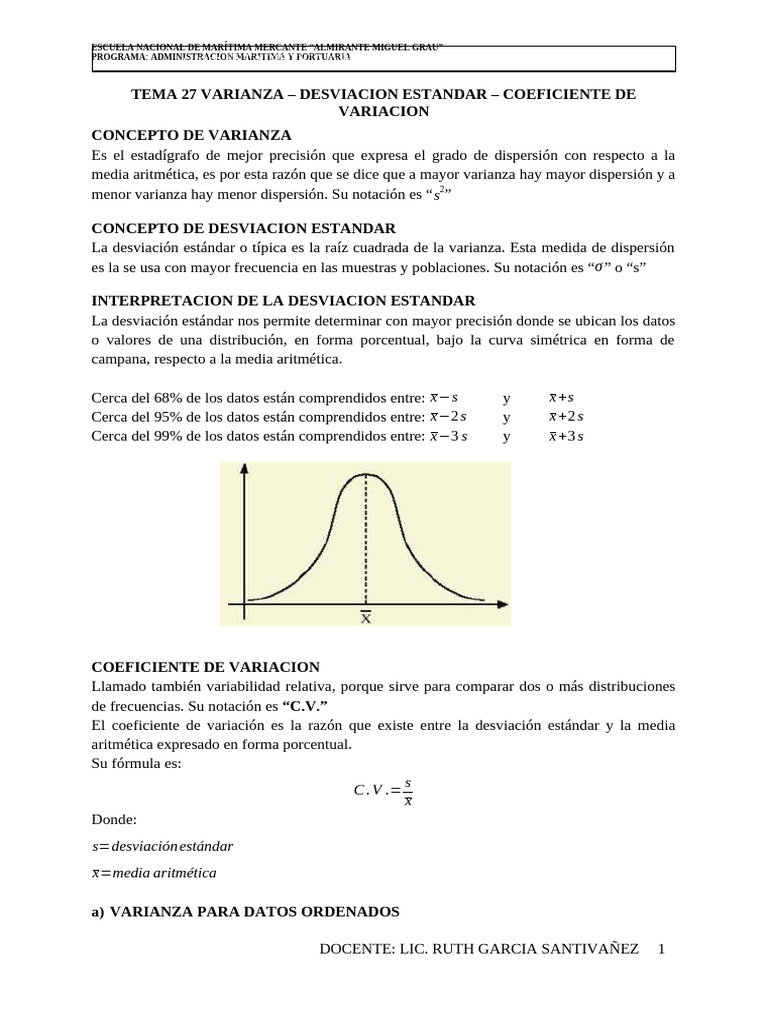 Clase 29 VARIANZA-DE-CV | PDF | Desviación Estándar | Diferencia