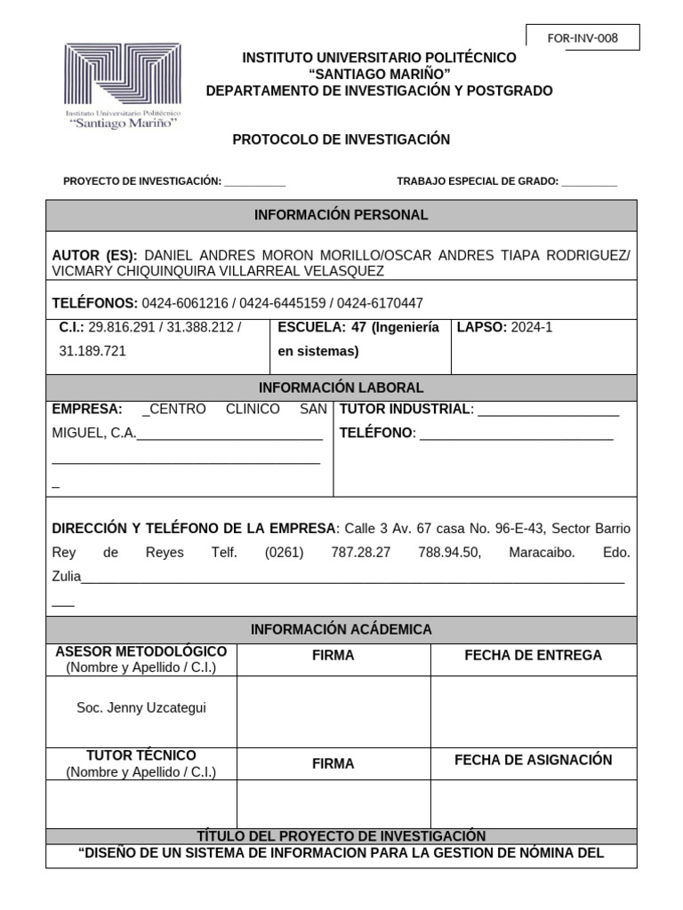 Protocolo Nuevo | PDF | Metodología de encuesta | Sistema de informacion
