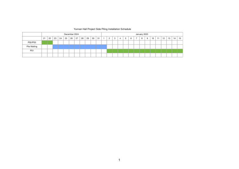 Yunnan Hall Piling Schedule 2024-2025 | PDF
