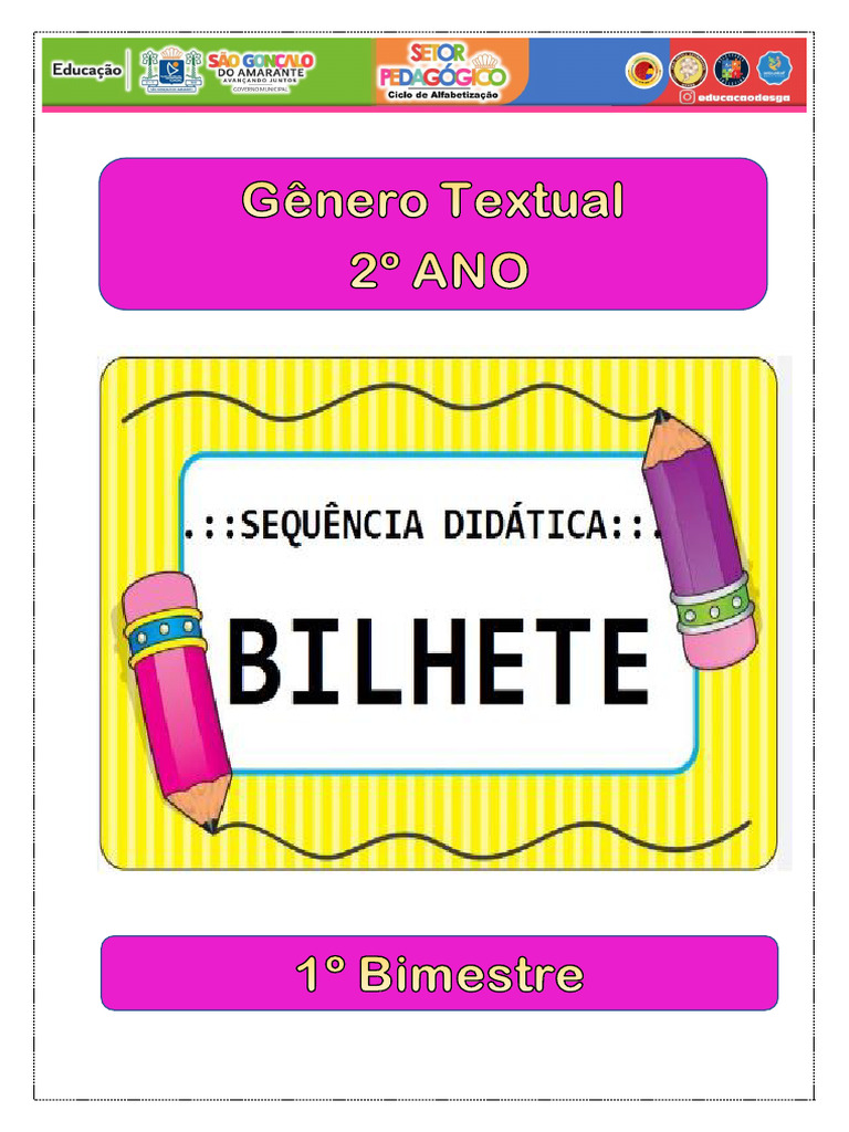 Sequência Didática - Bilhete | PDF | Revisão | Gênero