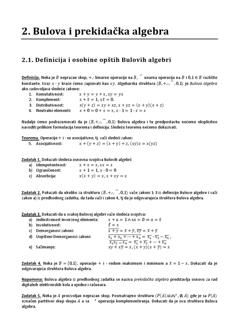 02 - Bulova I Prekidacka Algebra | PDF