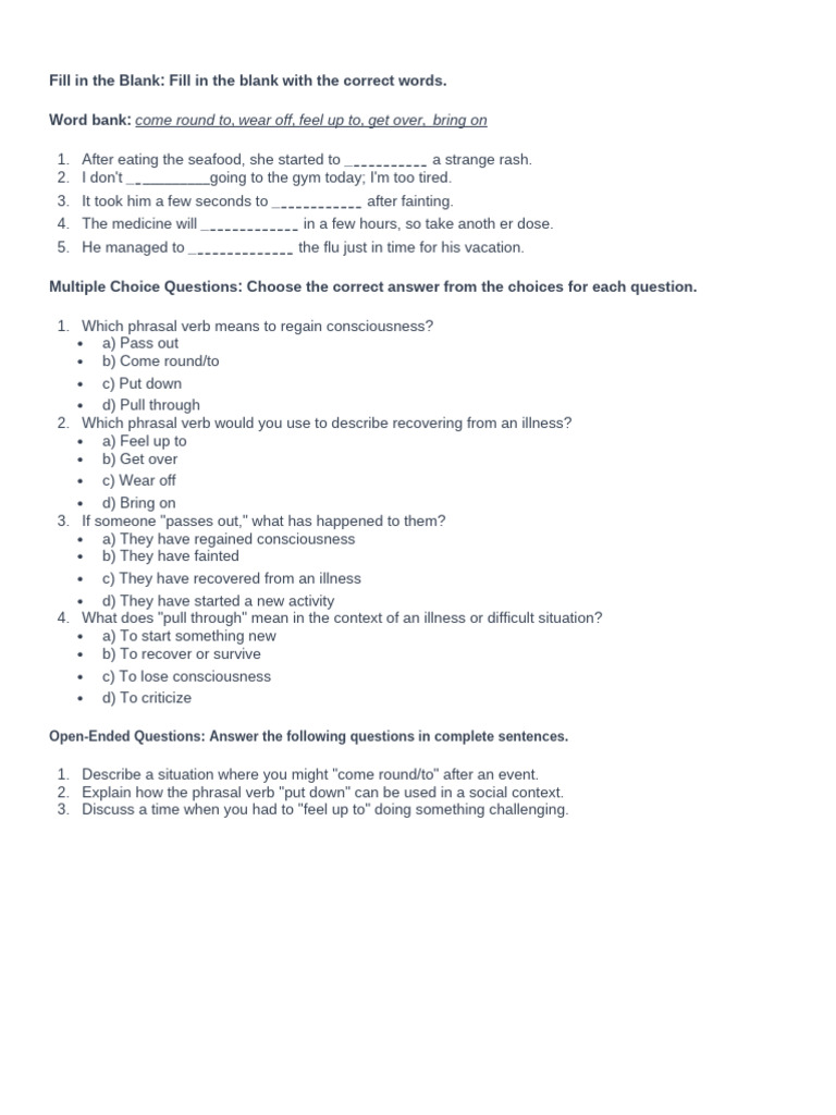 Destination Unit 14 Phrasel Verbs Exerc | PDF