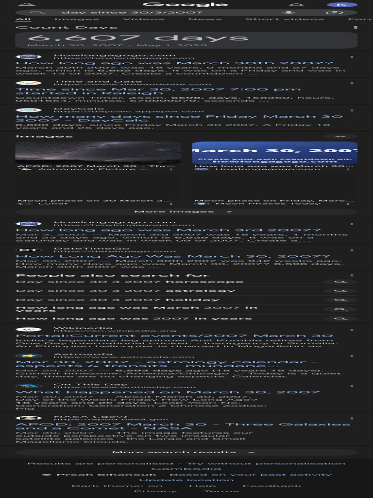 Day Since 3032007 - Google Search | PDF | Astronomy | Astronomical Objects